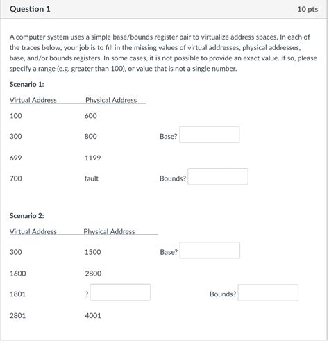 solved question 1 10 pts a computer system uses a simple