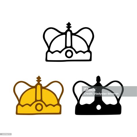 왕관 아이콘은 흰색 배경에 분리된 낙서 스타일로 설정됩니다 왕실 또는 여왕 기호 권위 기호 Empire에 대한 스톡 벡터 아트 및 기타 이미지 Istock