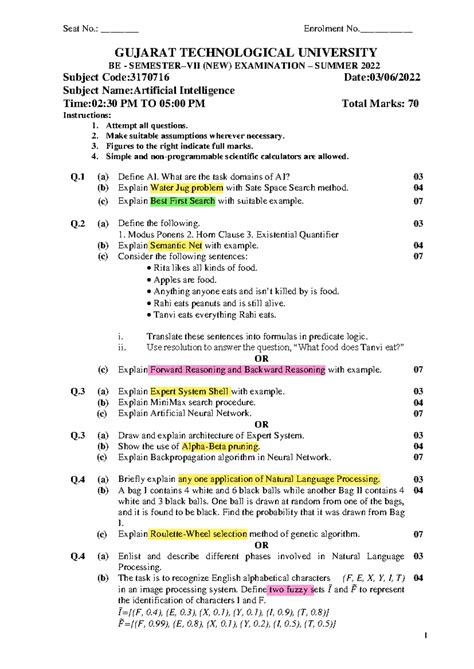 3170716 S 22 The Question Paper Assesses Knowledge Understanding