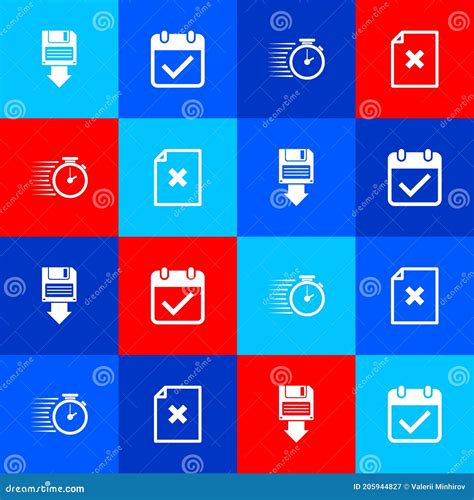 Set Floppy Disk Backup Calendar With Check Mark Stopwatch And Delete