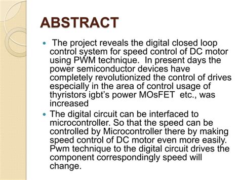 Speed Control Of Dc Motor Using Pulse Width Modulation Pptx Radio