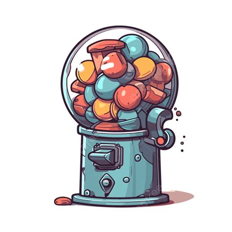 검볼 기계 벡터 스티커 클립 아트 작은 만화 껌 기계에는 많은 다른 색상이 있습니다 상표 클립 아트 Png 일러스트 및