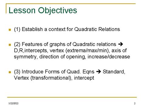Lesson Graphs Of Quadratic Functions IB Math