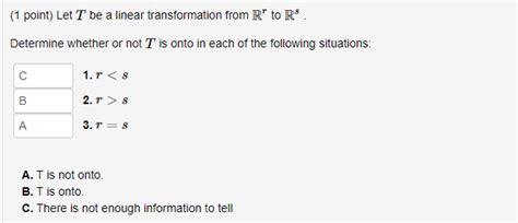 Solved Point Let T Be A Linear Transformation From R To Chegg