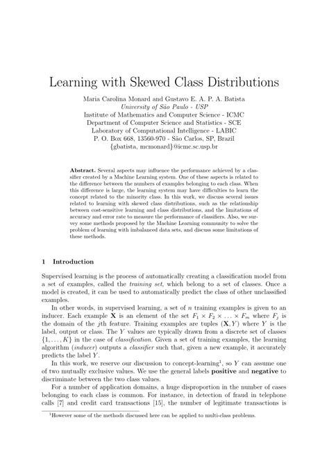 Pdf Learning With Skewed Class Distributions