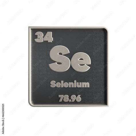 Selenium Chemical Element Black And Metal Icon With Atomic Mass And Atomic Number D Render