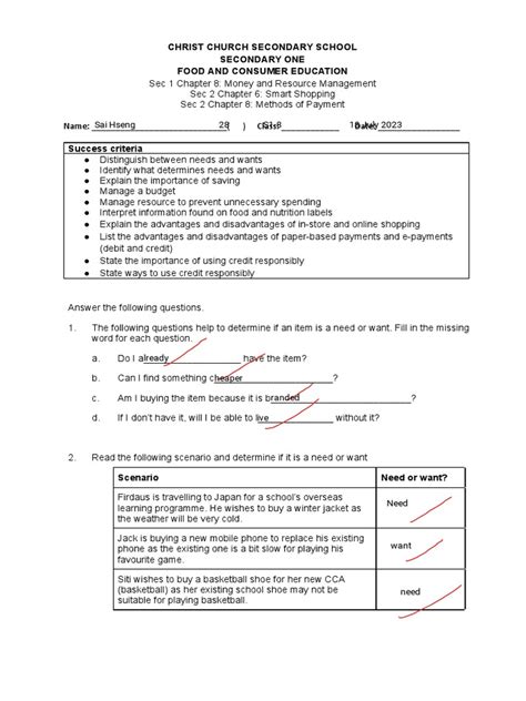 Correction Kami Export Sai Hseng Lurn Oom Ccss Sec 1 Consumer Education Vy Pdf