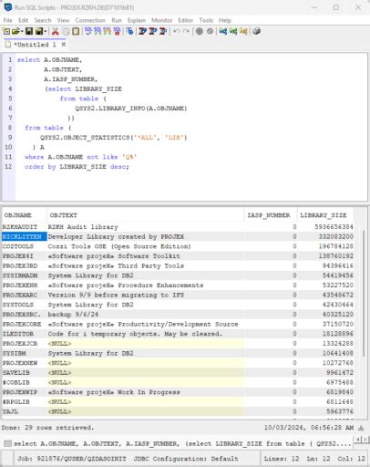 find large libraries on my ibm i system use sql to find those fatties