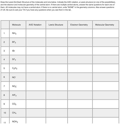 Solved Draw The Lewis Dot Dash Structure Of The Molecules