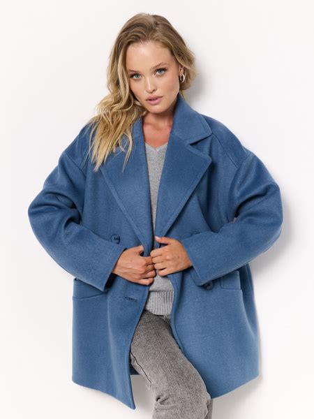 Пальто SEVINGIN, Демисезон, размер 46, цвет деним, синий, Драп - купить ...