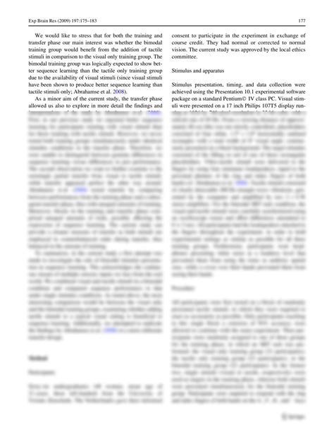 Solution Sensory Information In Perceptual Motor Sequence Learning