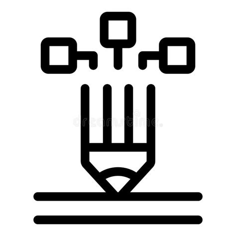 Pencil Drawing Lines Connecting To Digital Data Blocks Stock Vector