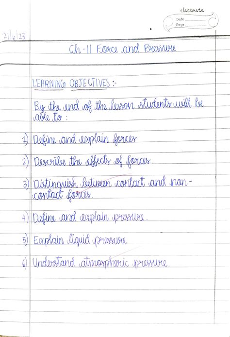 SOLUTION Force And Pressure Notes Science Class Studypool