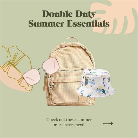 Two Backpacks And One Hat Are Shown With The Words Double Duty Summer