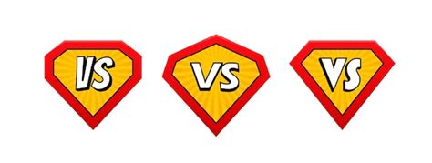 슈퍼 히어로 방패에 설정된 Vs 로고 Vs 전투 대결 경쟁 벡터 일러스트 레이 션 프리미엄 벡터