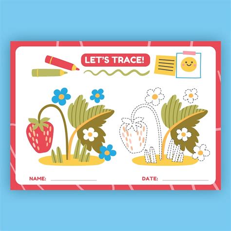 손으로 그린 추적 워크시트 템플릿 무료 벡터