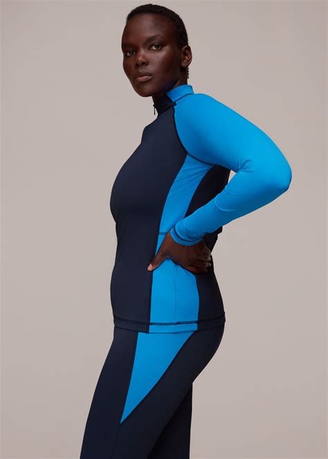blue multi panel layer sports top whistles whistles uk
