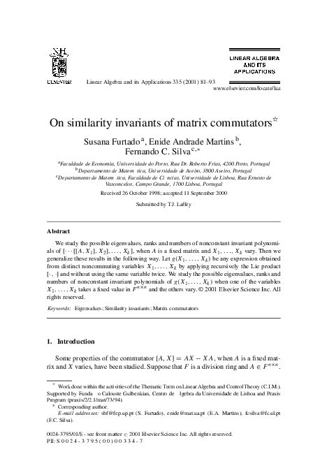 pdf on similarity invariants of matrix commutators
