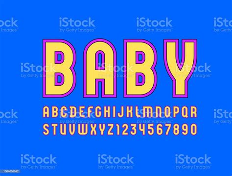 밝은 색의 글꼴 현대 어린이 알파벳 트렌디 한 문자와 숫자 벡터 일러스트 10eps 0명에 대한 스톡 벡터 아트 및 기타 이미지 0명 개념 공휴일 Istock