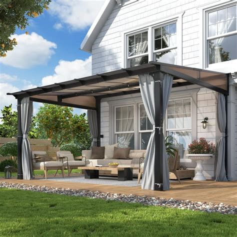 Gartoo 10 X 13 Outdoor Wall Mounted Hardtop Gazebo Aluminum Frame