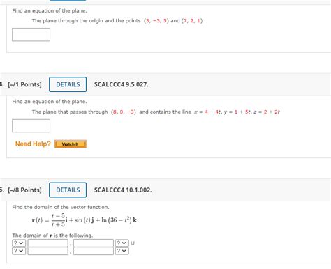 Solved Find An Equation Of The Plane The Plane Through The