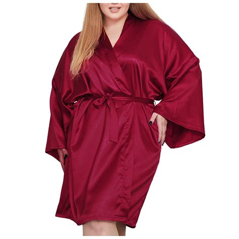 Duojiaj Womens Plus Size Satin Robes Plus Size Silky Kimonos Robes