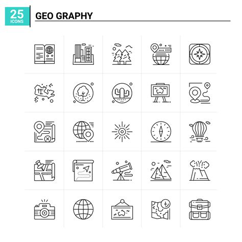 25 Geo Graphy Icon Set Vector Background 14990186 Vector Art At Vecteezy