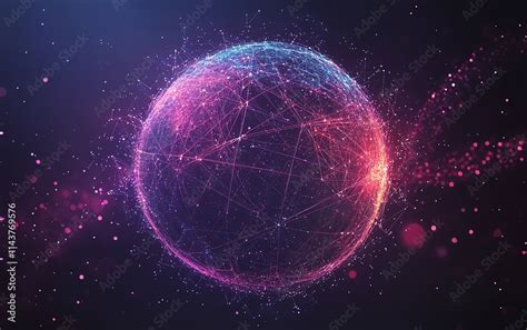 Vector Abstract Global Network World Globe With Interconnected Lines Showing Digital