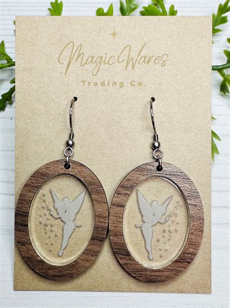 Pixie Dangle Earring Laser Cut Hardwood Engraved Crystal Acrylic Dangle