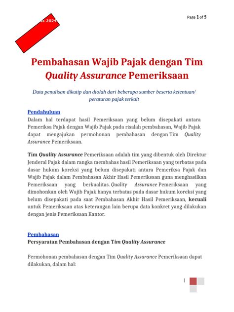 Qa Quality Assurance Pemeriksaan Pembahasan Wp Dengan Tim Qa