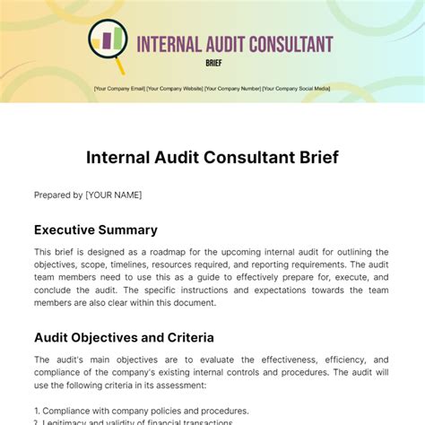 Free Internal Audit Consultant Brief Template To Edit Online