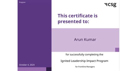 Arun Kumar On Linkedin Ignited Leadership Impact Program • Arun Kumar • Csg
