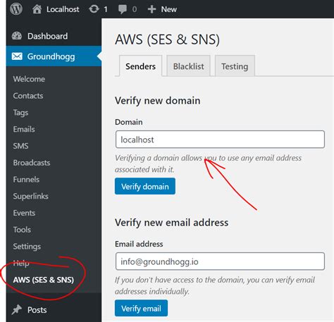 aws integration adding a domain sender identity groundhogg knowledge