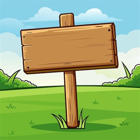Wooden Sign On A Grass Premium Ai Generated Vector