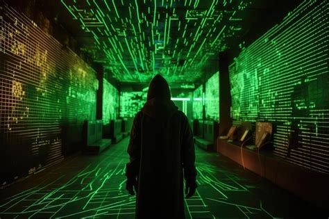 Premium Photo Cyber Scene Hackers In The Shadows Pulsating Neon Code Digital Security
