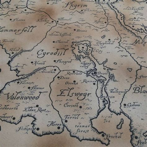 Handmade Scrolls Map Of Tamriel Handmade Map Of Elder Etsy