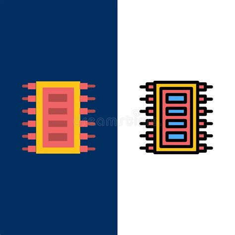 Tech Hardware Chip Computer Connect Icons Flat And Line Filled