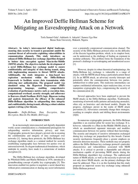An Improved Deffie Hellman Scheme For Mitigating An Eavesdropping