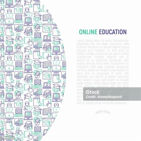 얇은 선 아이콘을 가진 온라인 교육 개념 온라인 과정 세미나 전자도 서 비디오 회의 집 공부 졸업 컵에 현명한 올빼미 현대 벡터 일러스트 학교 웹 페이지에 대 한입니다