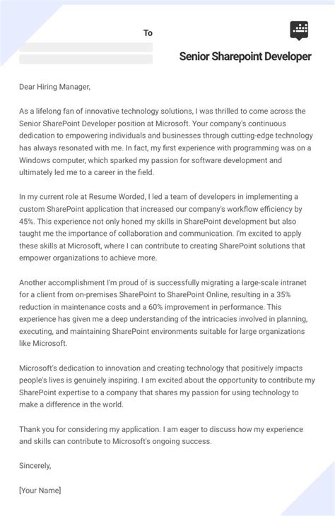 14 Senior Sharepoint Developer Cover Letter Examples Plus Recruiter