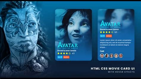 Avatar Movie Card Ui Design In Html And Css With Cool Hover Effect Youtube