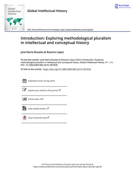 Pdf Introduction Exploring Methodological Pluralism In Intellectual And Conceptual History