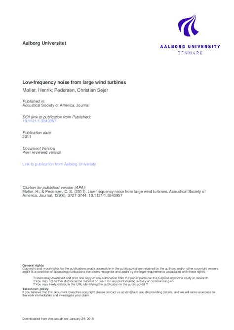 Pdf Low Frequency Noise From Large Wind Turbines