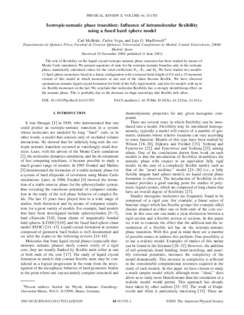 Pdf Isotropic Nematic Phase Transition Influence Of Intramolecular Flexibility Using A Fused
