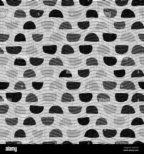 Seamless Geometric Black White Woven Herringbone Style Texture Two Tone 50s Monochrome Pattern