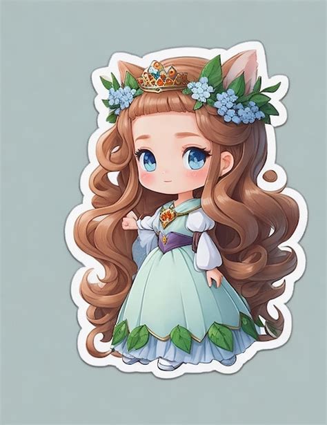 Premium Ai Image Animated Princess Sticker Design Ai Generated Image