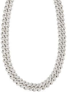 White Gold Plated Mens Iced Out Miami Cuban Link Chain Iced Out Cuban