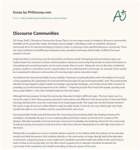 Discourse Communities 600 Words