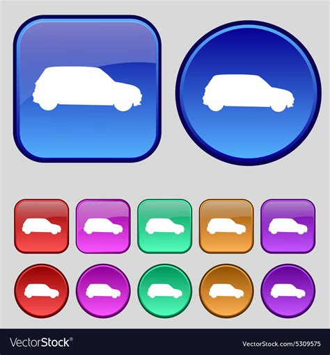 Jeep Icon Sign A Set Twelve Vintage Buttons Vector Image