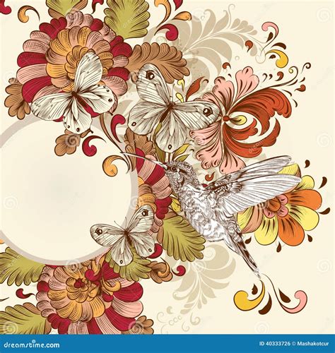 Floral Vector Design With Swirl Element Butterfli Stock Vector Illustration Of Backdrop